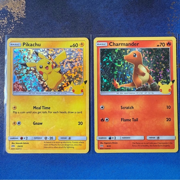 Toys | Pikachu And Charmander Holographic Trading Cards | Poshmark